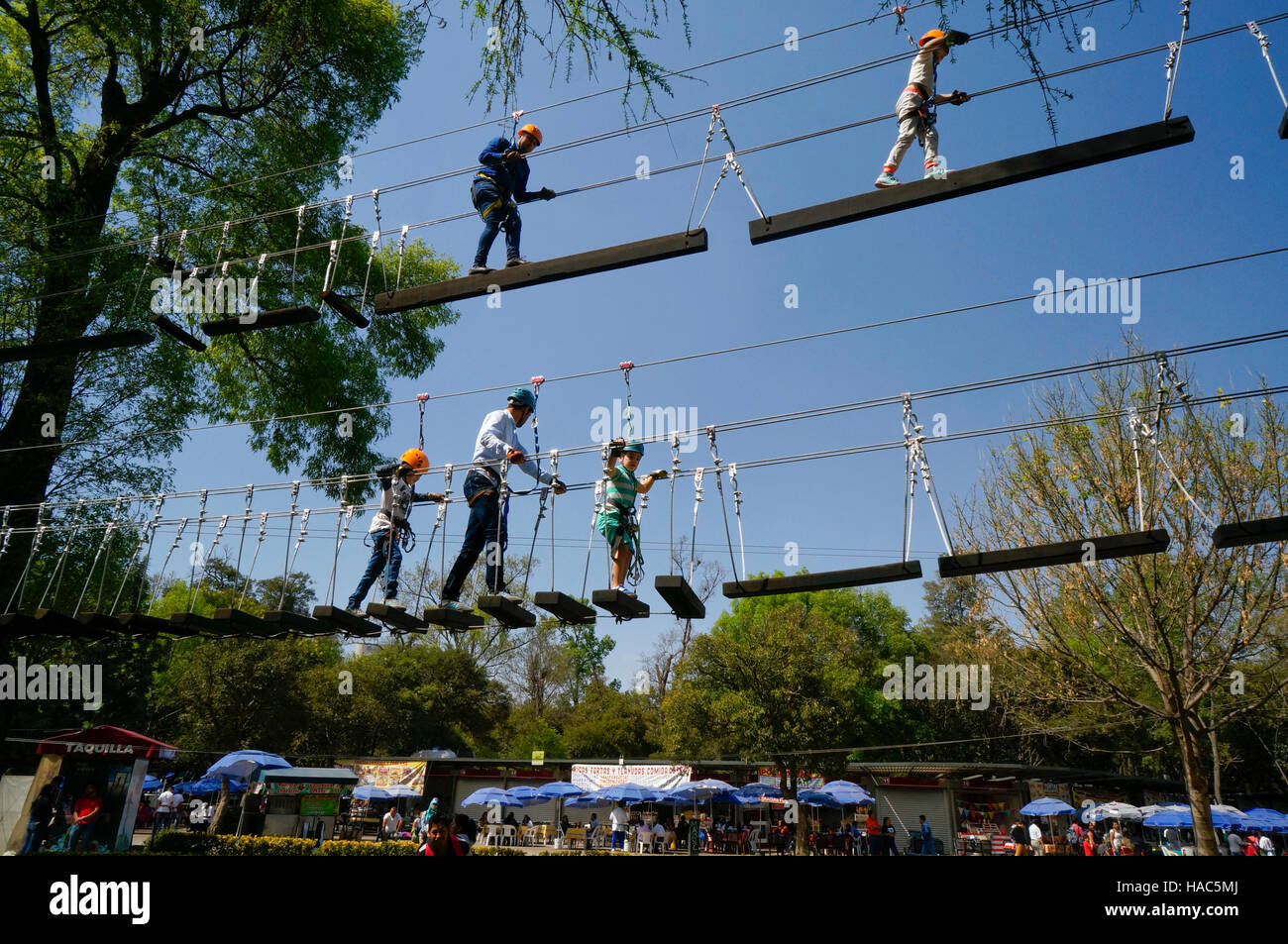Zip line obstacle course in Chapultecpec Park in Mexico City, Mexico ...