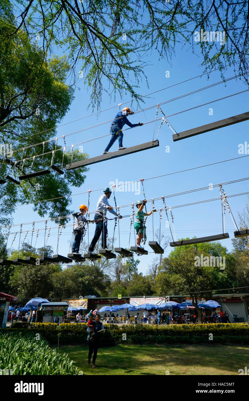 Zip line obstacle course in Chapultecpec Park in Mexico City, Mexico ...