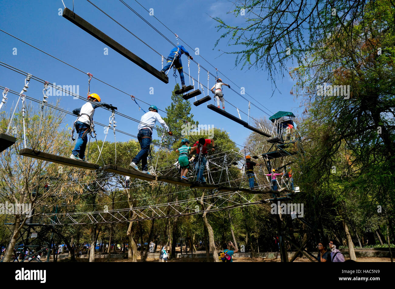 Zip line obstacle course in Chapultecpec Park in Mexico City, Mexico ...