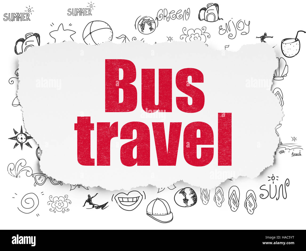 Travel concept: Bus Travel on Torn Paper background Stock Photo - Alamy