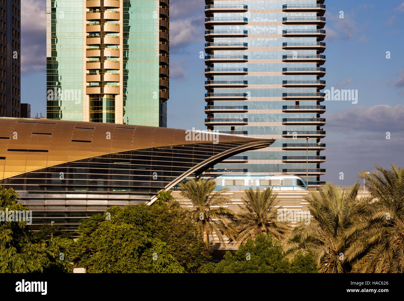 A daytime skyline view of the buildings on Sheikh Zayed Road showing ...