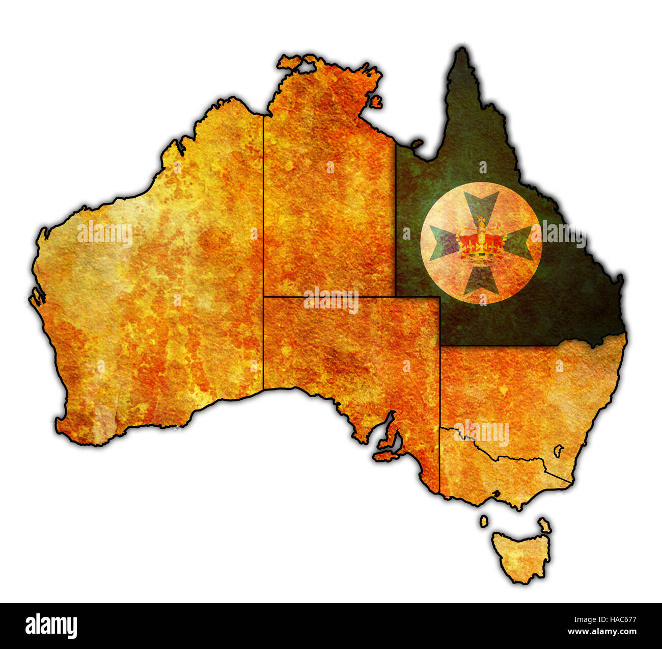queensland flag on map of australia with administrative divisions Stock ...