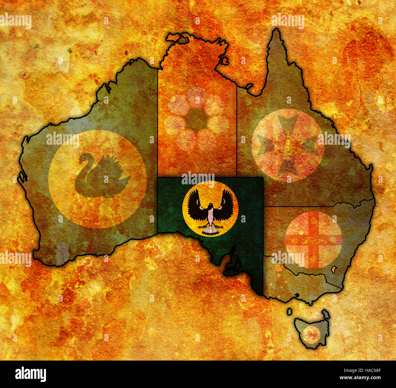 south australia flag on map of australia with administrative divisions ...
