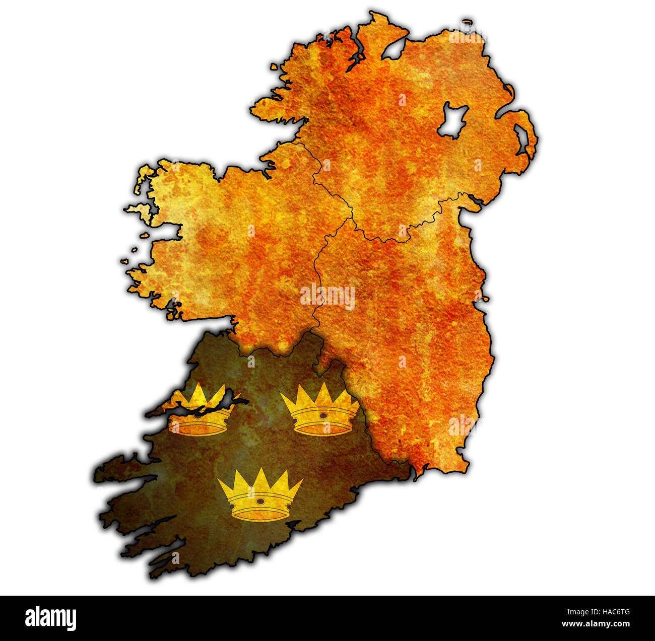 munster with borders and flags of provinces on map of ireland Stock ...