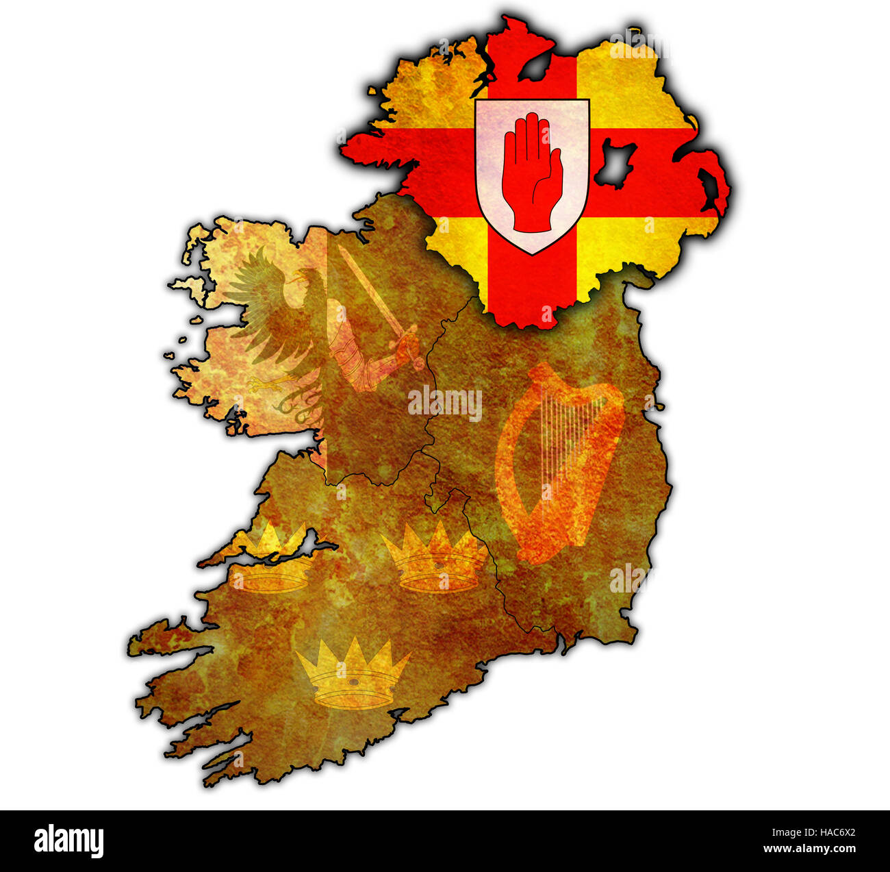 ulster with borders and flags of provinces on map of ireland Stock ...