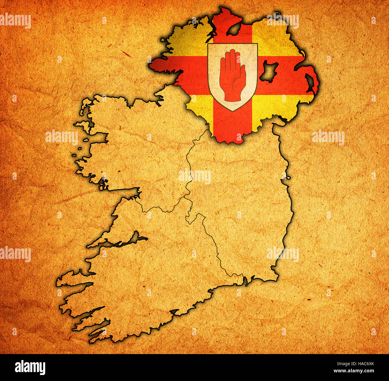 ulster with borders and flags of provinces on map of ireland Stock ...