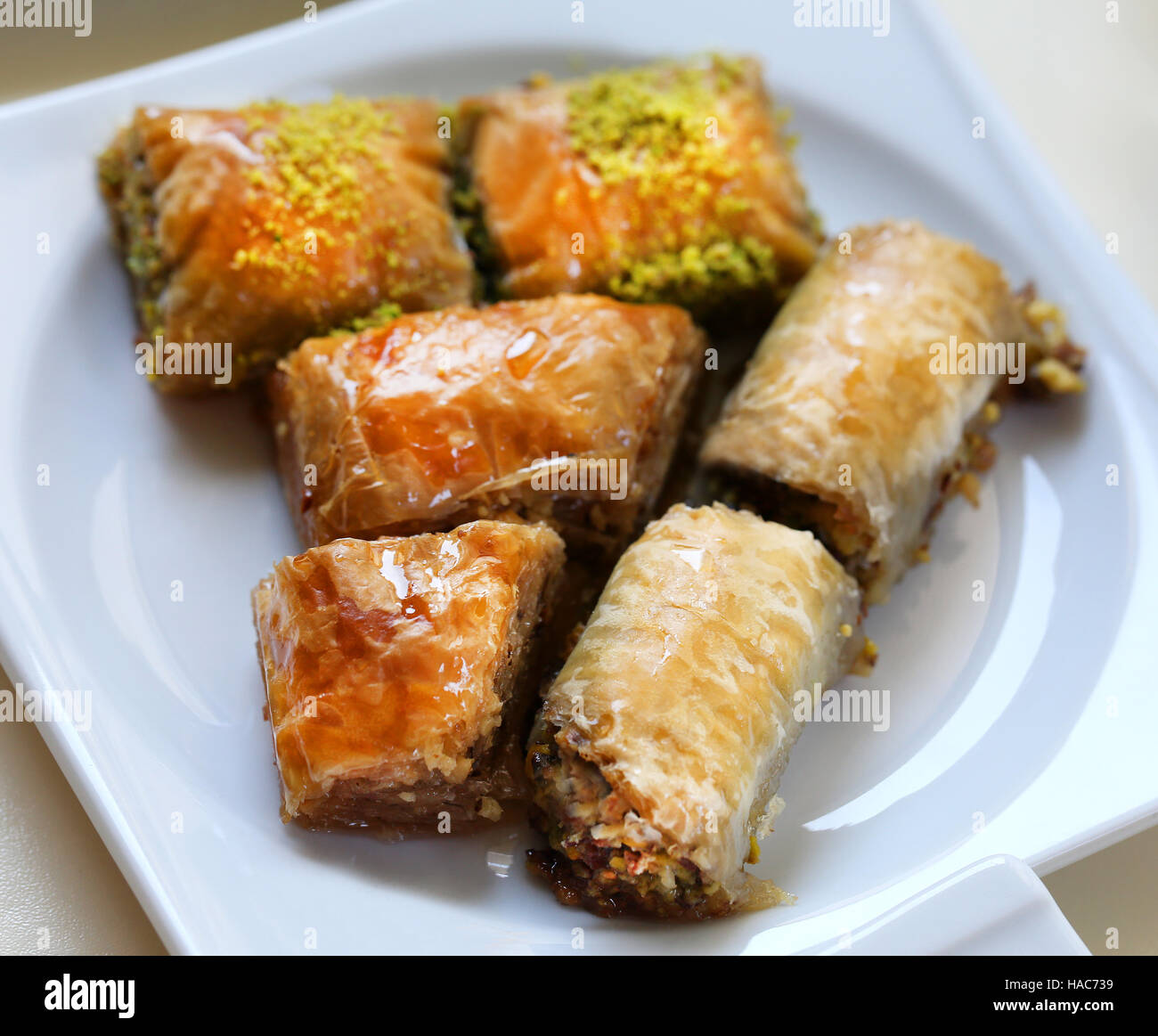 Photo macro colorful delicious honey Turkish baklava Stock Photo - Alamy