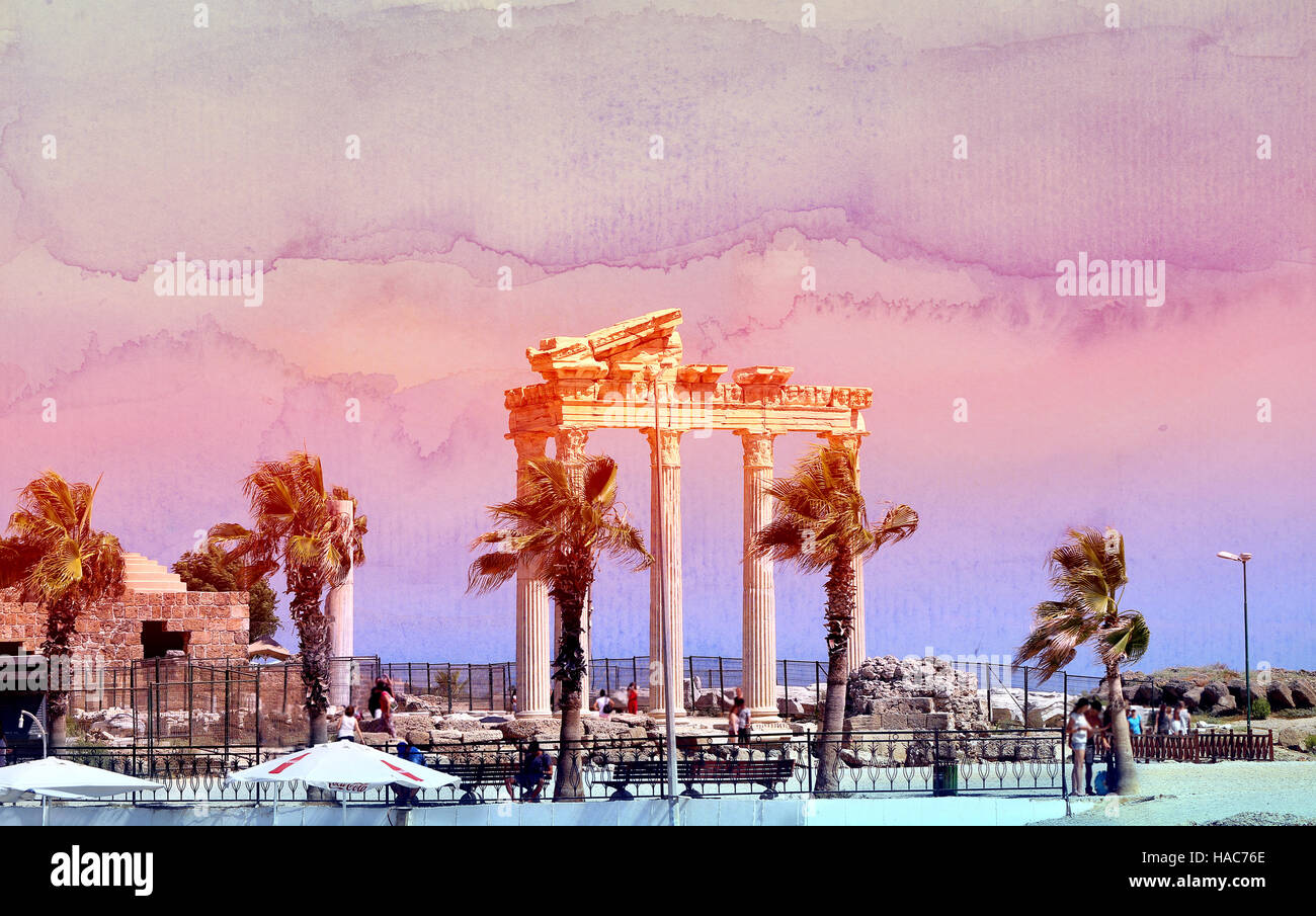 Photo scenery from the temple of Apollo in Side Turkey Stock Photo - Alamy