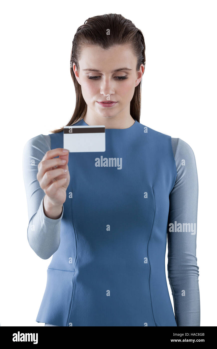 Woman thinking credit card hi-res stock photography and images - Alamy