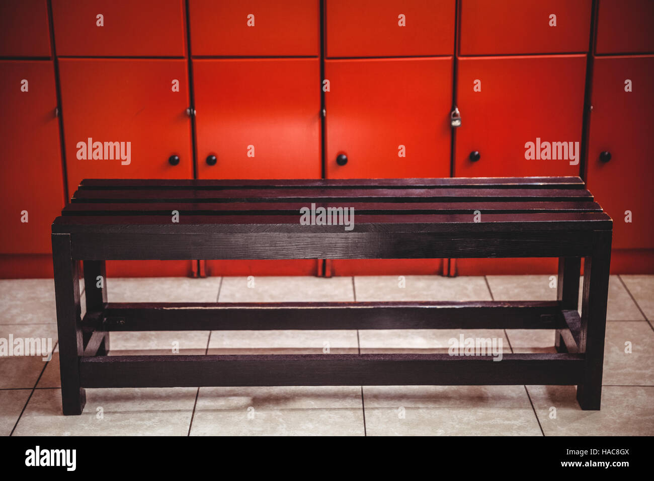 Bench in locker room Stock Photo - Alamy