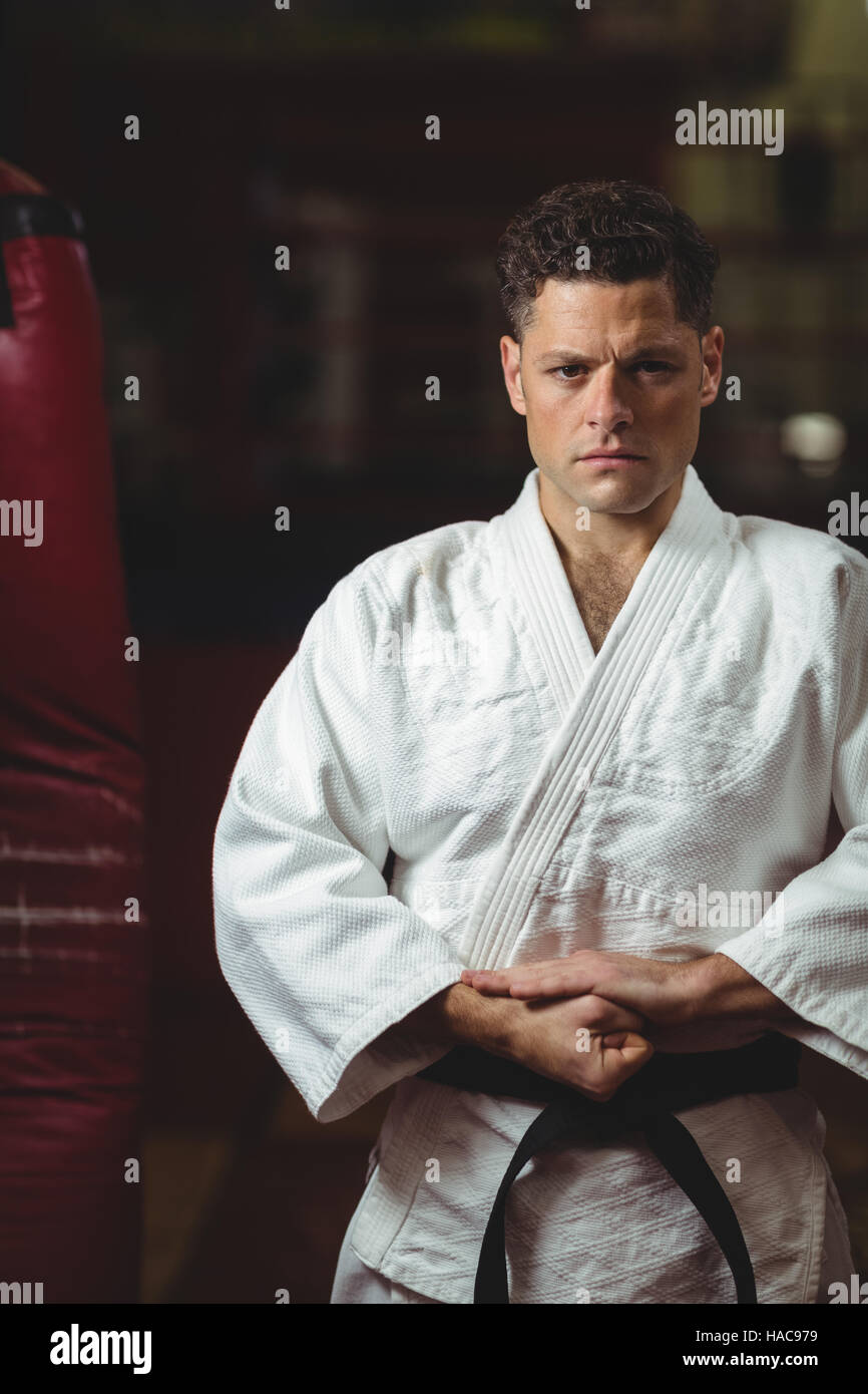 Karate player practicing Stock Photo - Alamy