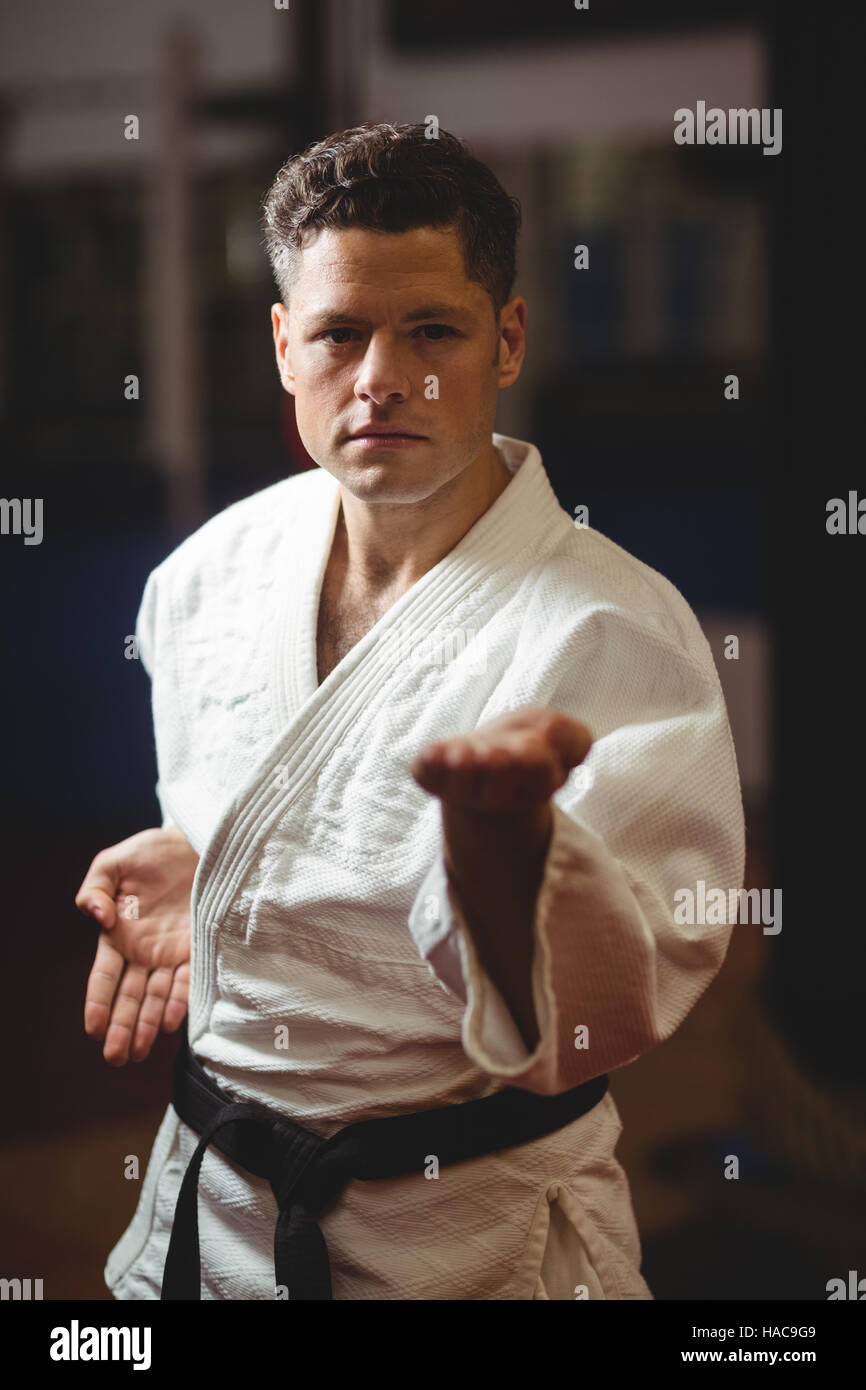 Karate player practicing Stock Photo - Alamy