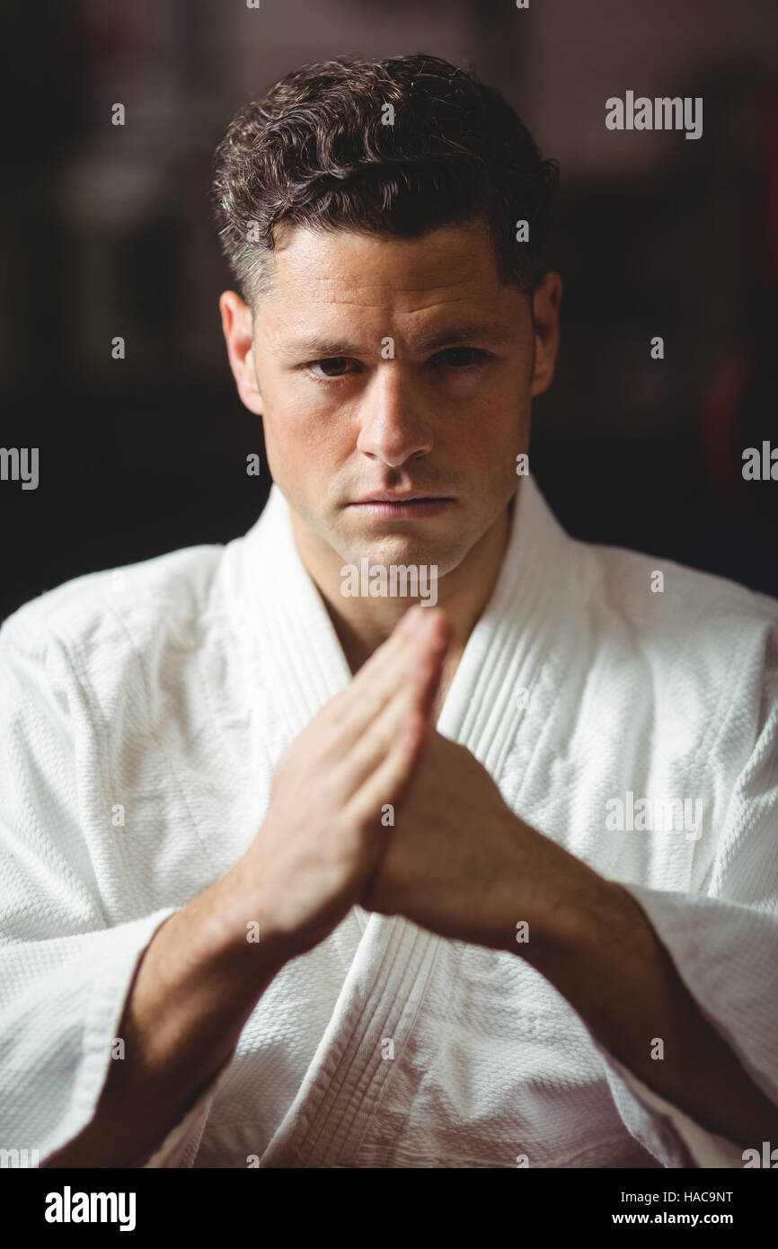 Karate player practicing Stock Photo - Alamy