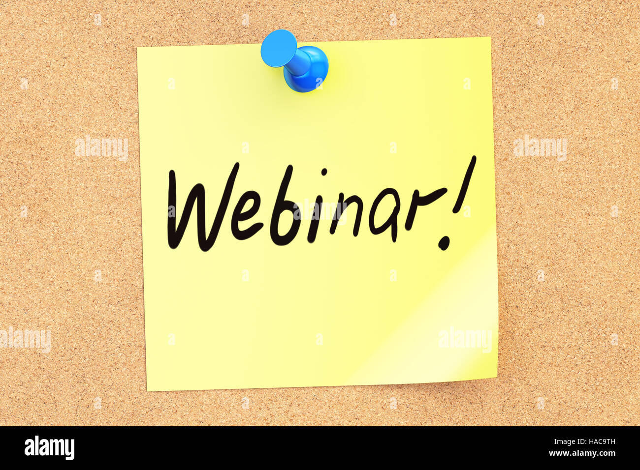 Webinar note pinned o a cork notice board, 3D rendering Stock Photo - Alamy