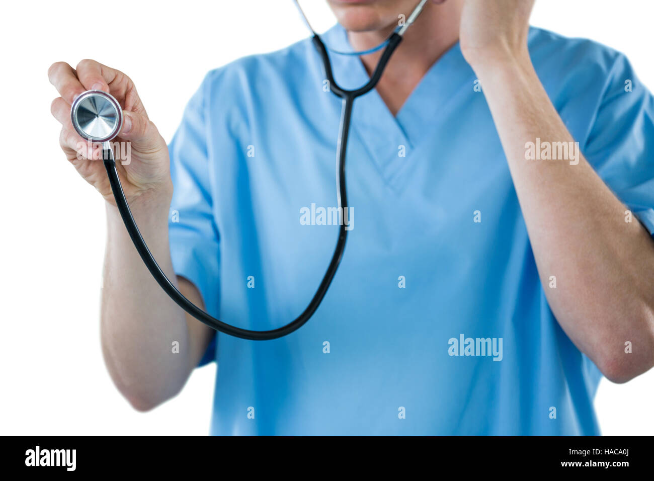 Nurse holding stethoscope Stock Photo - Alamy