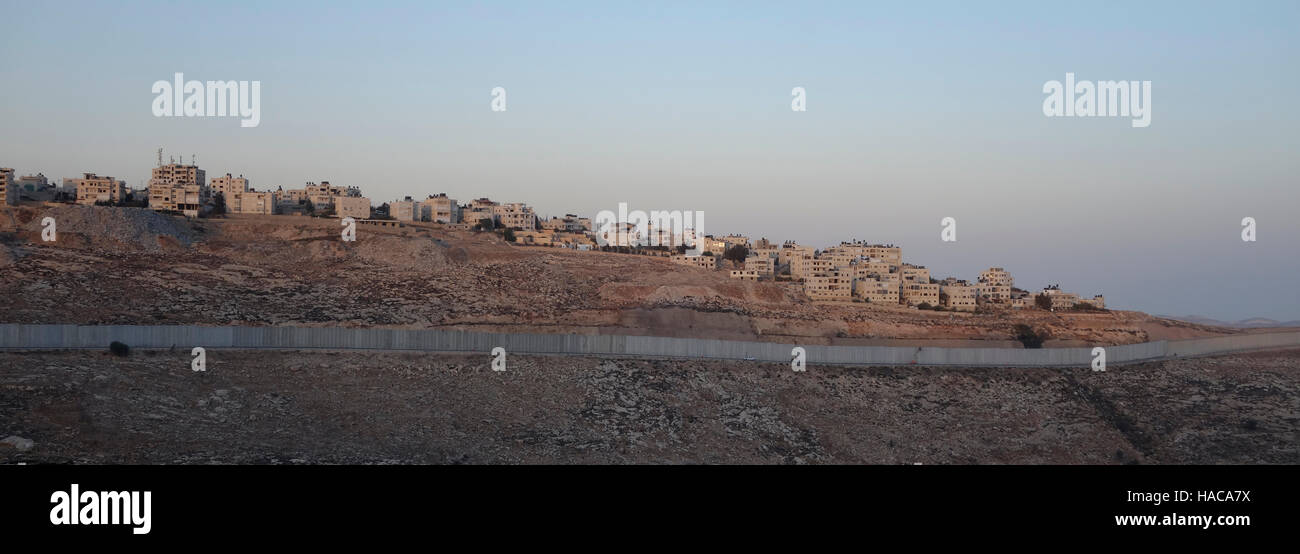 Panoramic view of the West Bank separation barrier built by Israel ...