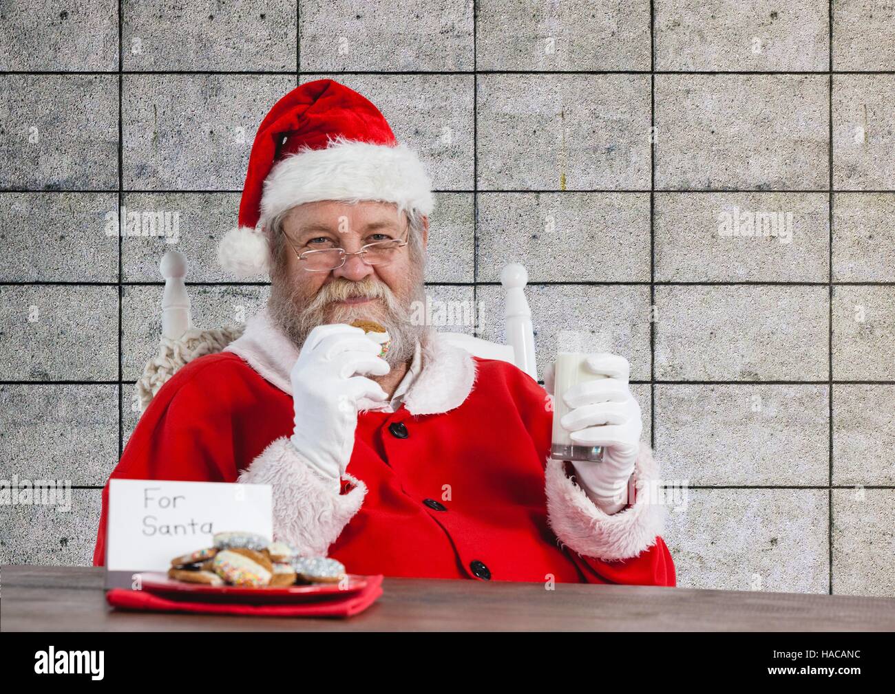 Santa claus having his meal Stock Photo - Alamy