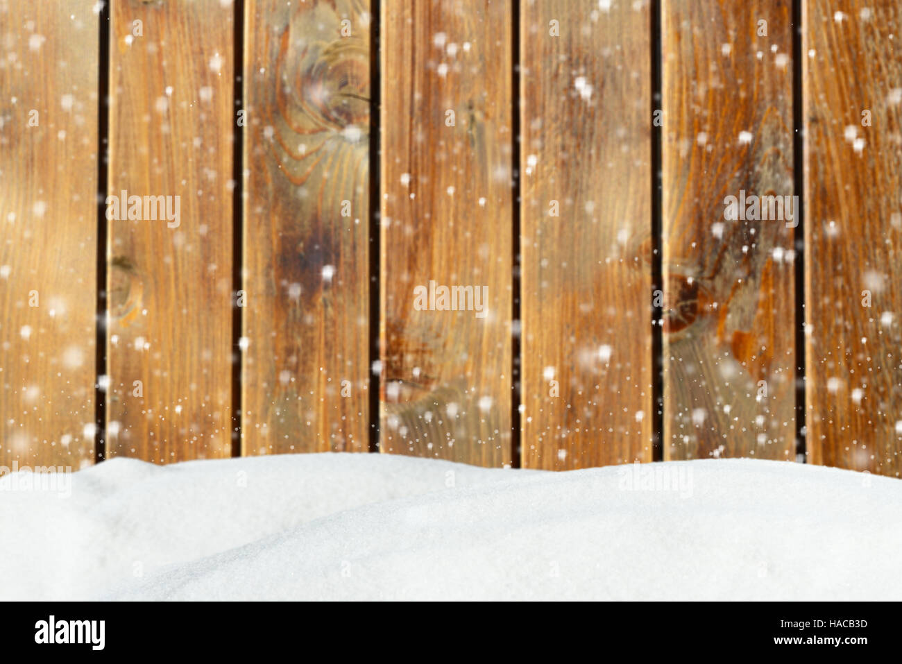 Old wooden background with snowfall and snowdrift Stock Photo - Alamy