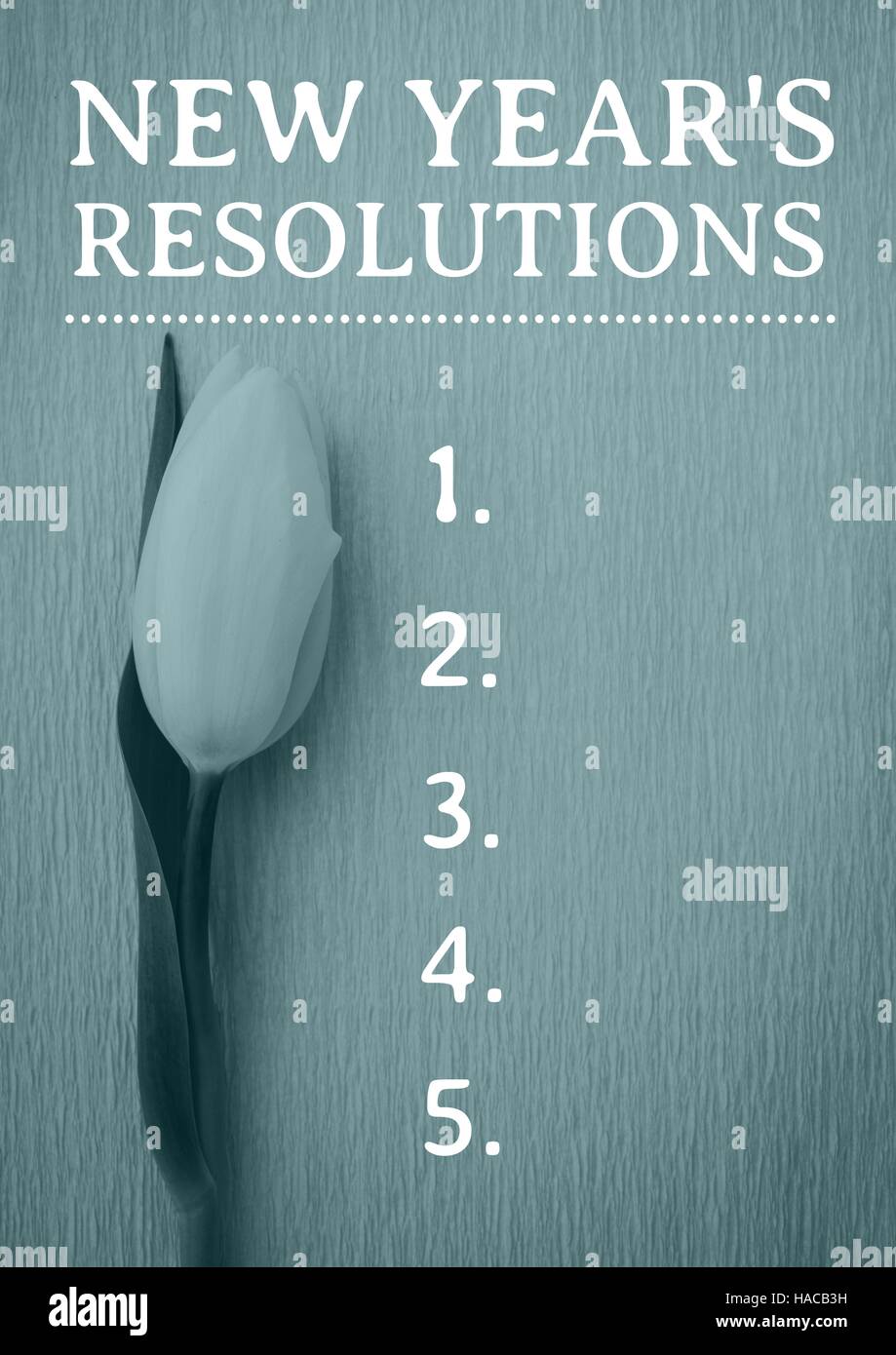 New year resolution goals against tulip flower in background Stock ...
