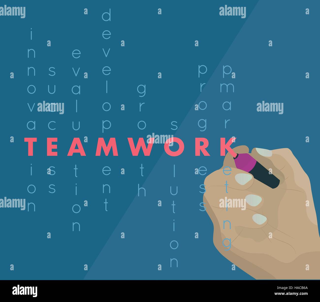 Business man hand writing on blackboard Teamwork Stock Vector Image ...