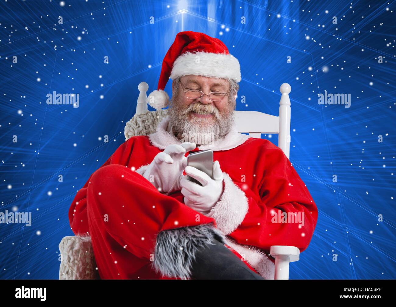 Happy using mobile phone Stock Photo - Alamy