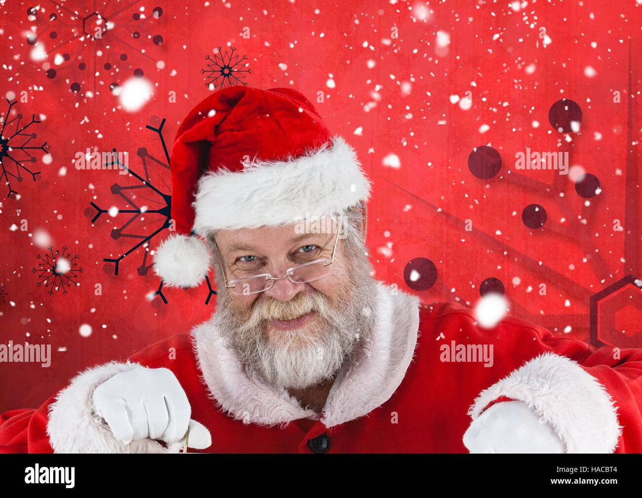 Portrait of happy santa wearing spectacles Stock Photo - Alamy