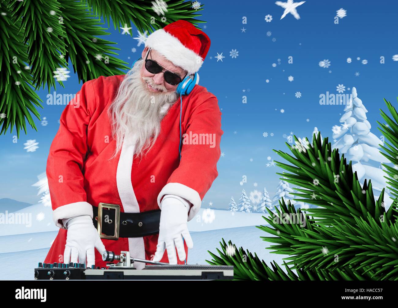 Santa playing dj in disco Stock Photo - Alamy
