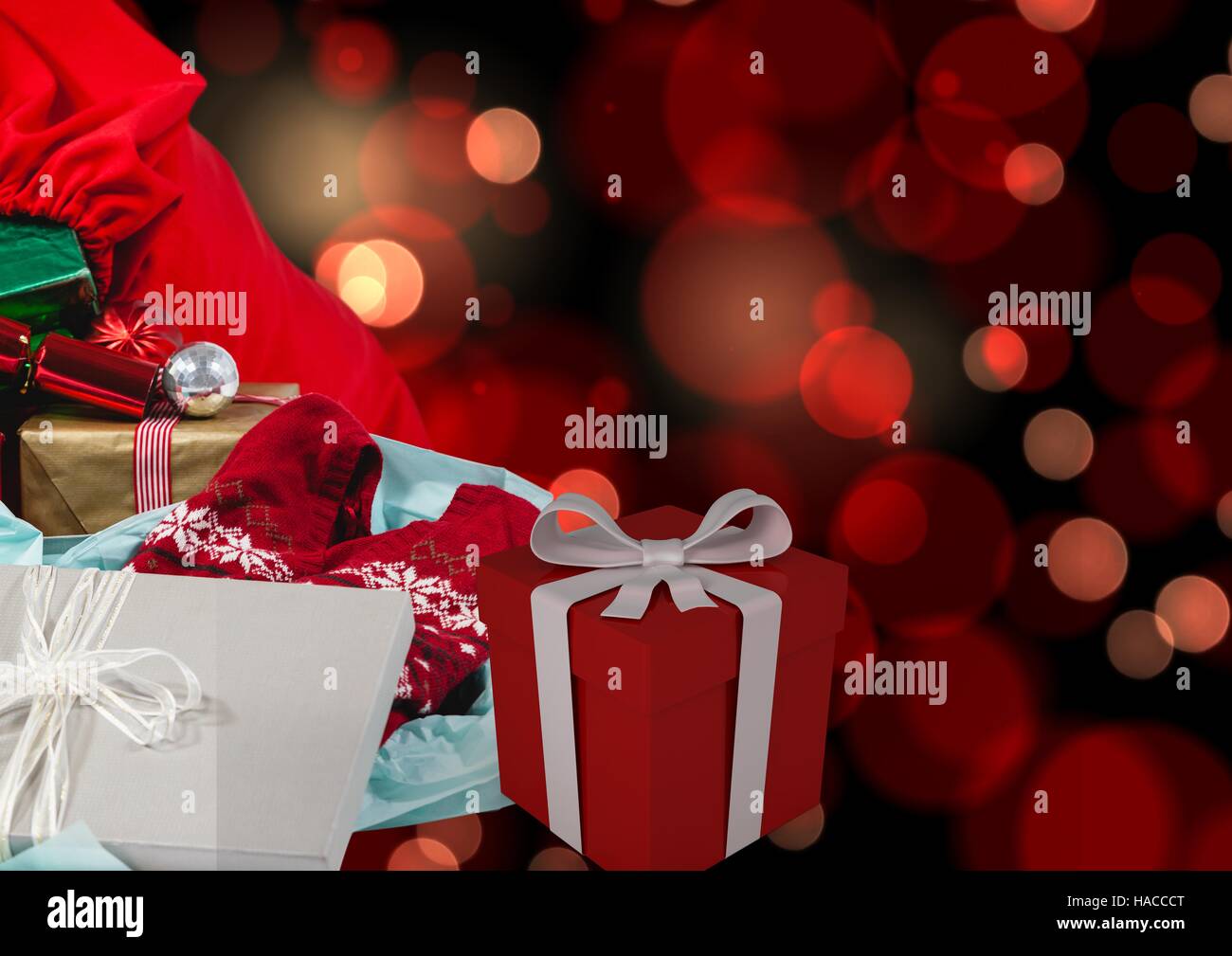 Close-up of christmas gift boxes Stock Photo - Alamy