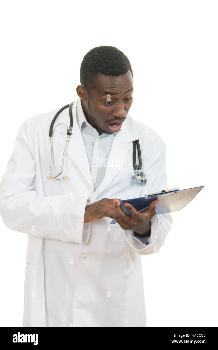 African American doctor shocked and scared by information on a ...
