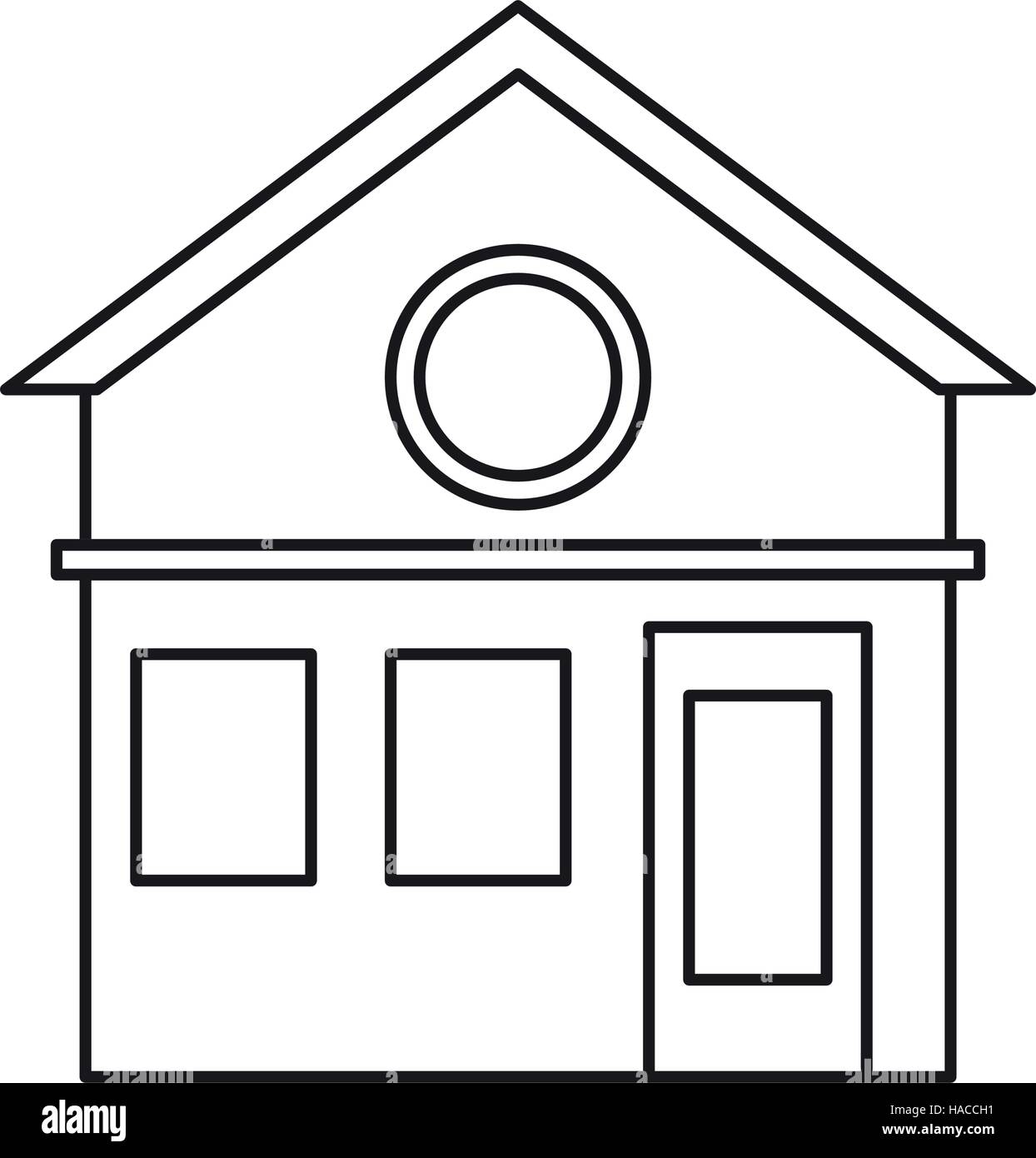 family house facade residential design pictogram Stock Vector Image ...