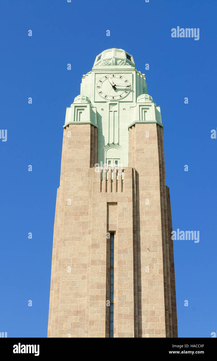 Clock tower Helsinki central railway station, in Finland Stock Photo ...