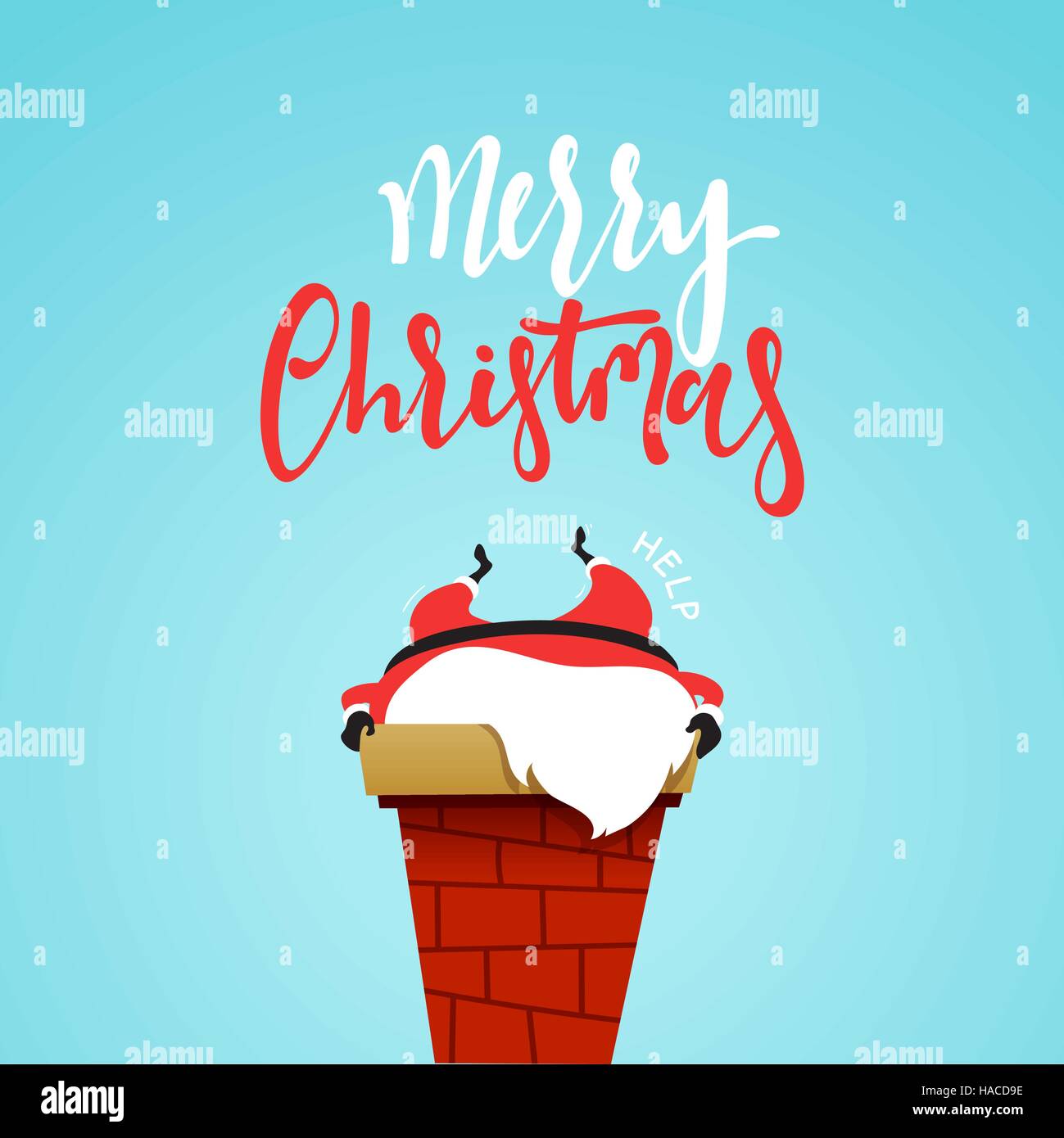 Santa Claus cartoon christmas character, stuck in the chimney of the ...