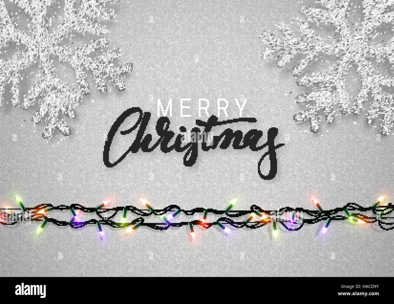 Christmas background gray color with realistic garlands and beautiful ...