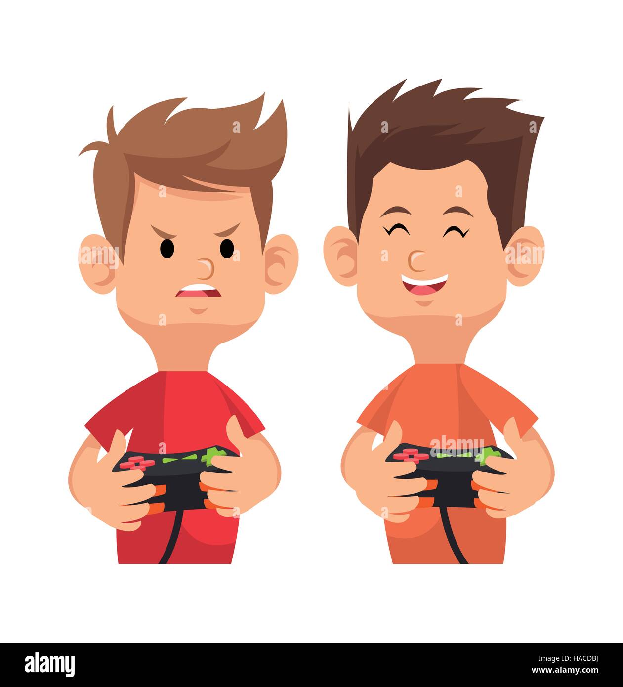 two gamer happy and angry with game pad controller Stock Vector Image ...