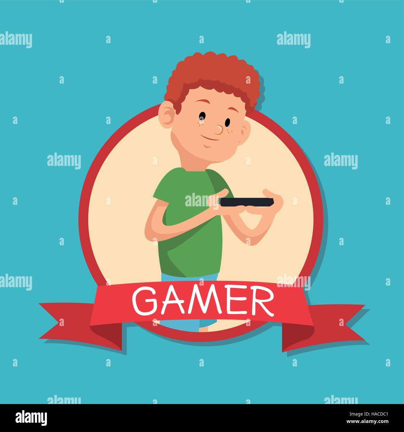 gamer playing mobile devide banner blue backgroung Stock Vector Image ...