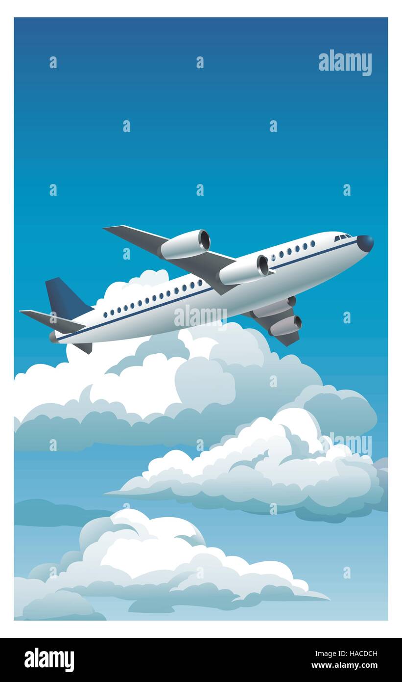 airplane flying blue sky clouds good weather Stock Vector Image & Art ...