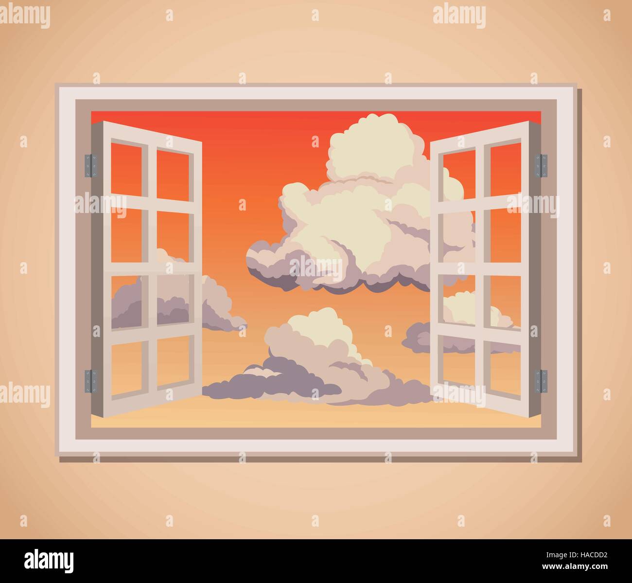 window with sunset view clouds Stock Vector Image & Art - Alamy