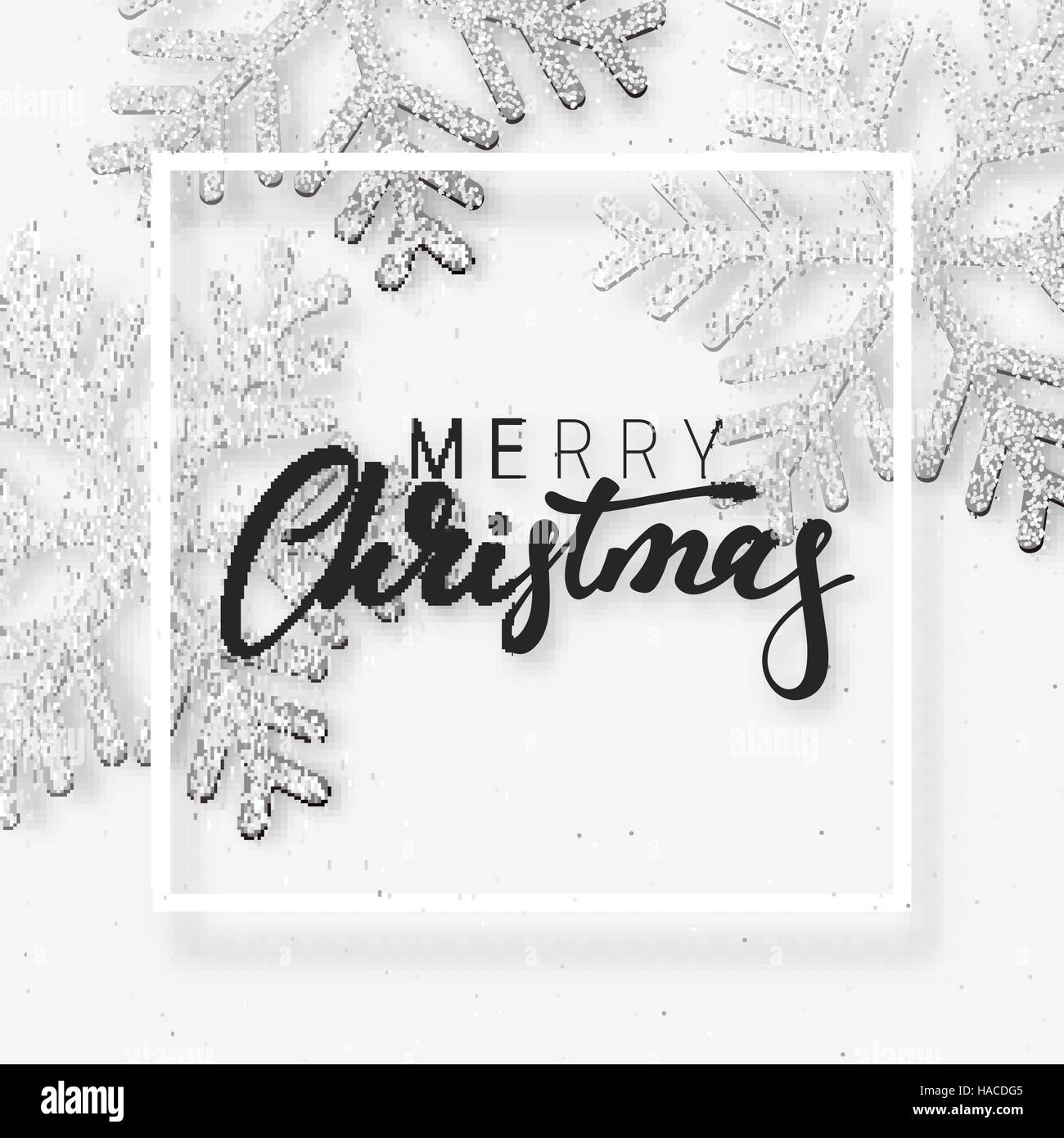 Christmas background with Shining white and silver Snowflakes ...