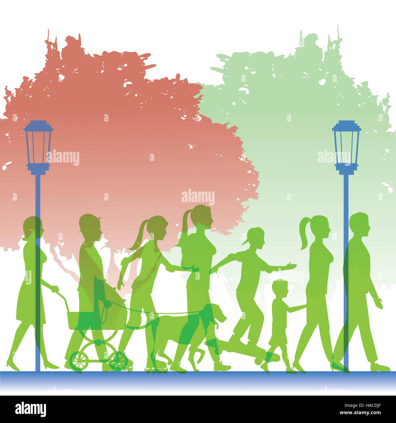 Crowd avenue Stock Vector Images - Alamy