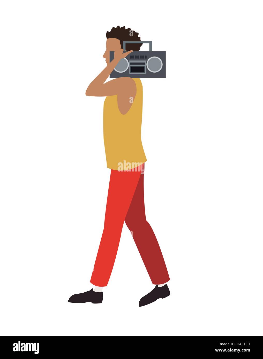 young man walk music radio player Stock Vector Image & Art - Alamy
