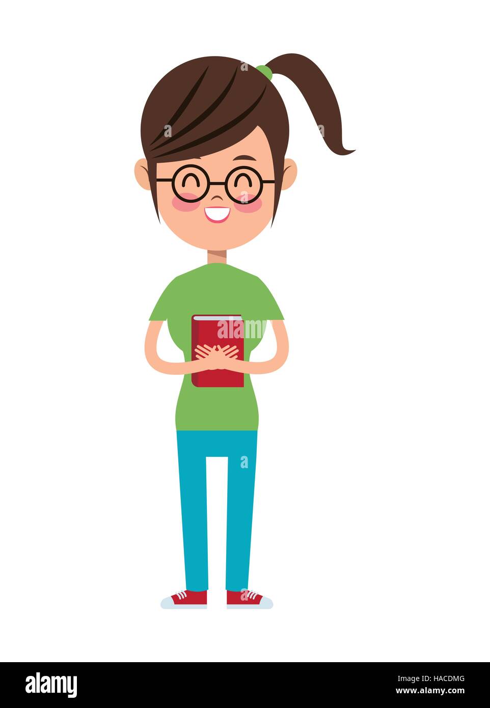 Cartoon Girl With Geek Glasses