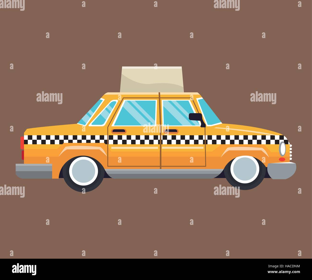 taxi car side view with publicity brown background Stock Vector Image ...