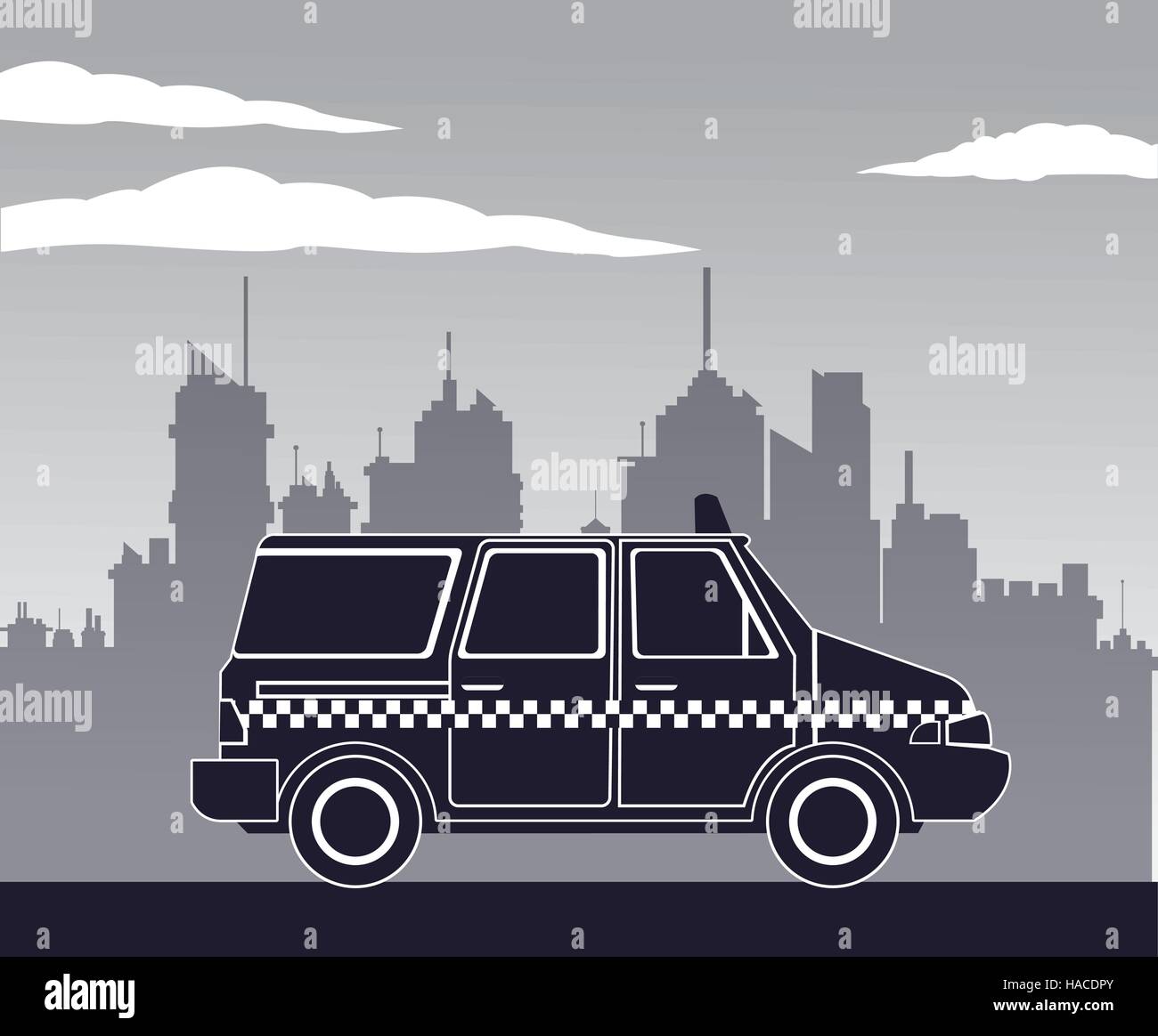 taxi van car side view town background Stock Vector Image & Art - Alamy