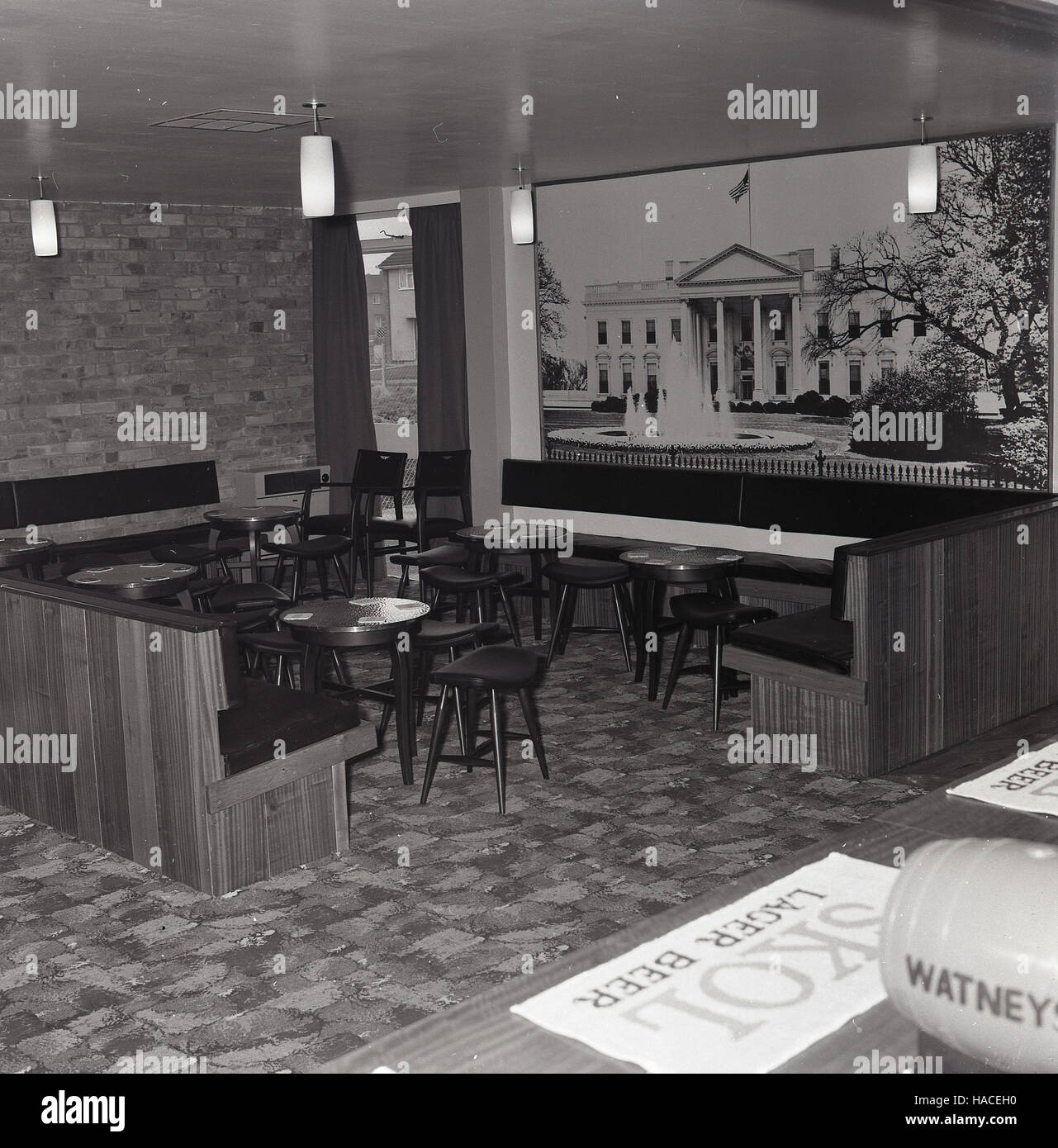 1965, historical, interior of the saloon bar of The John Kennedy A.B.C ...