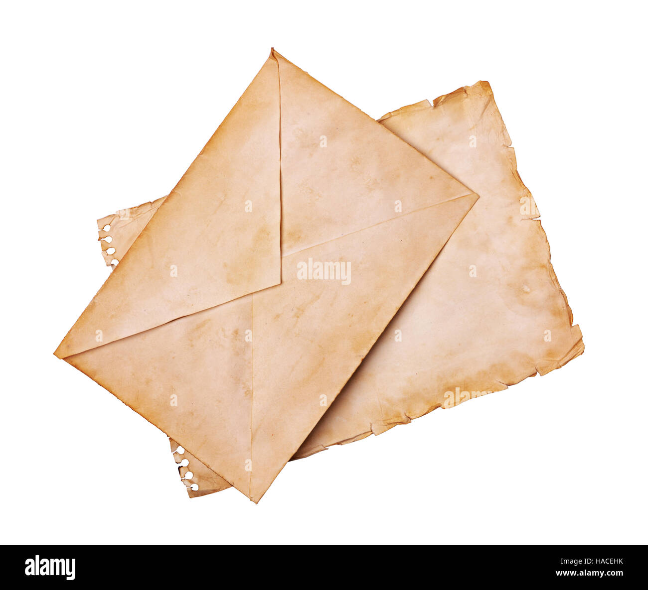 Vintage letter and envelope isolated on white Stock Photo - Alamy