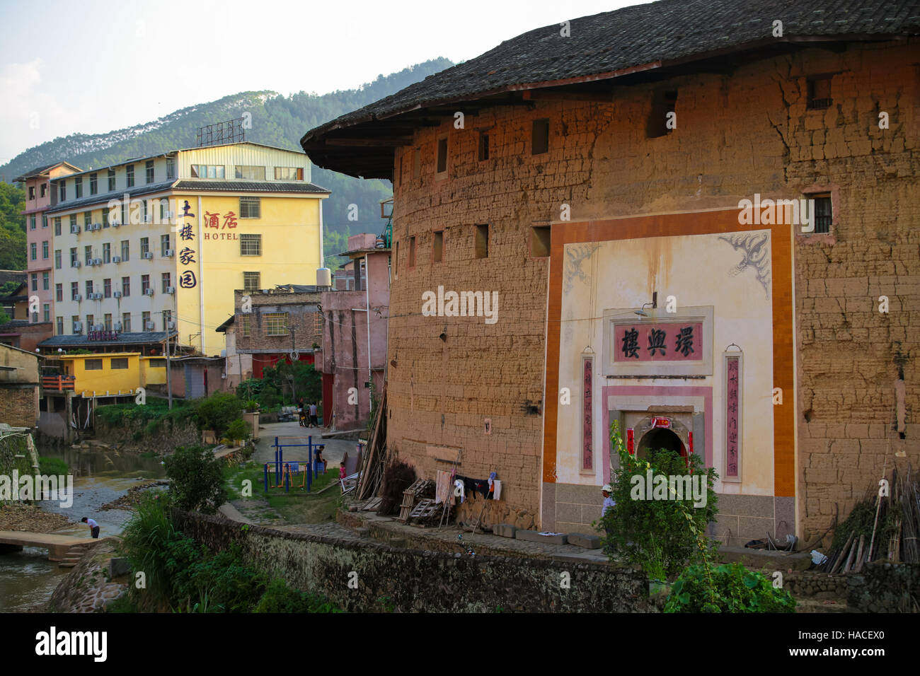 Fujian Hakka earthen building (Tulou) at Yongding town, Fujian china ...