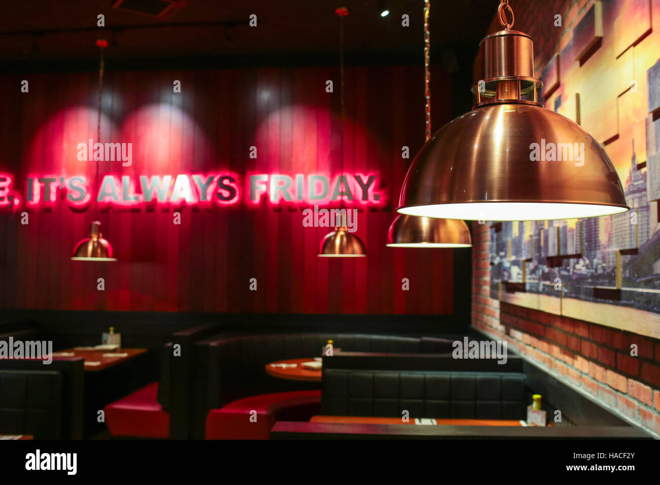 Interior of TGI Fridays restaurant and bar at Pavillion shopping mall ...