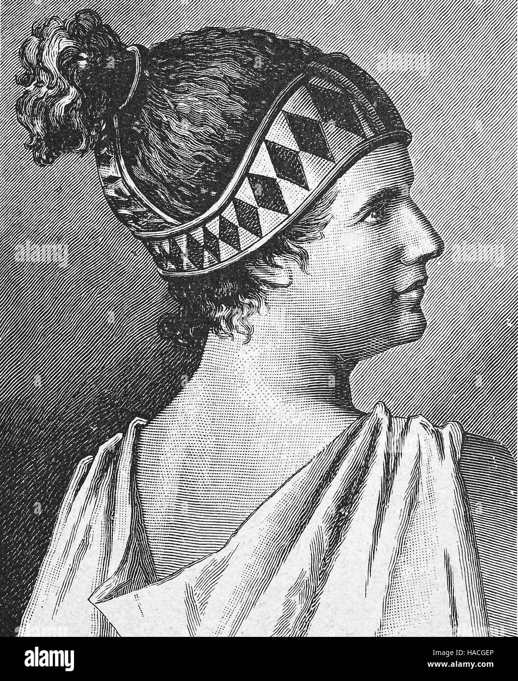 hair fashion, hair style of historic greece, historic illustration ...