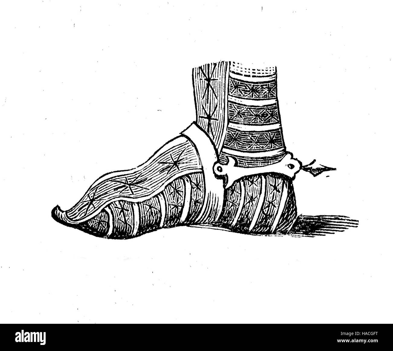 Shoes, fashion of the past.Shoe from Germany, 11. century, historic ...