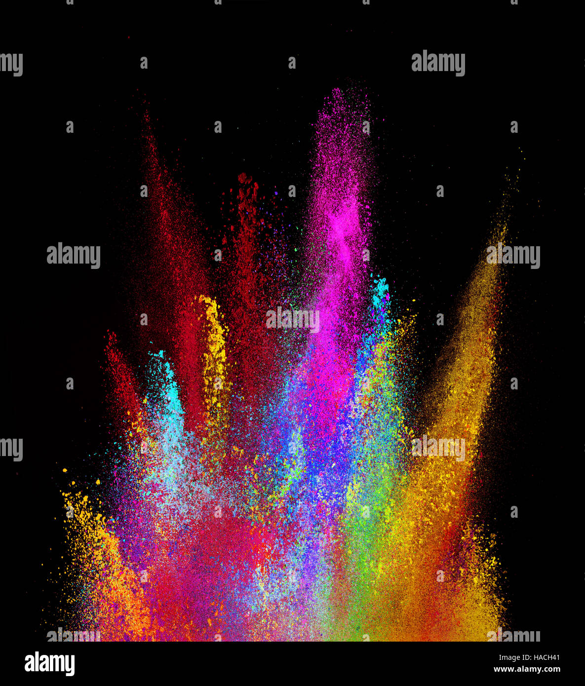 Explosion of colored powder, isolated on black background Stock Photo ...